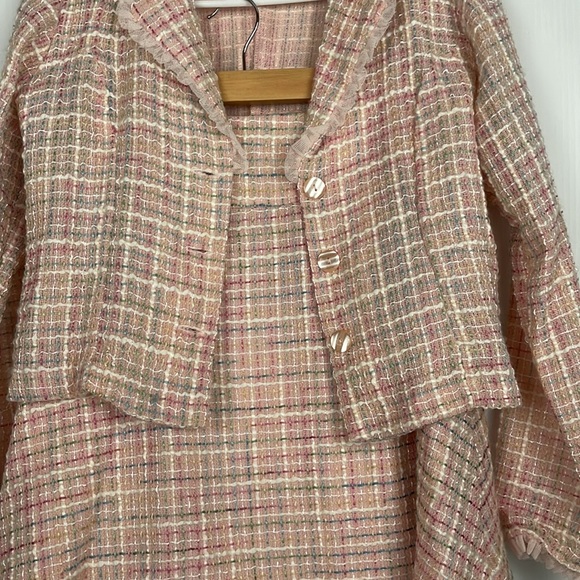 Vintage | Skirts | Vintage Pink Tweed Skirt Suit Set | Poshmark